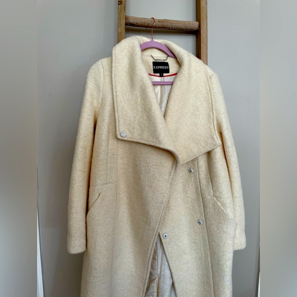 Express | Jackets & Coats | Express Brand Winter White Boucle Long Coat ...